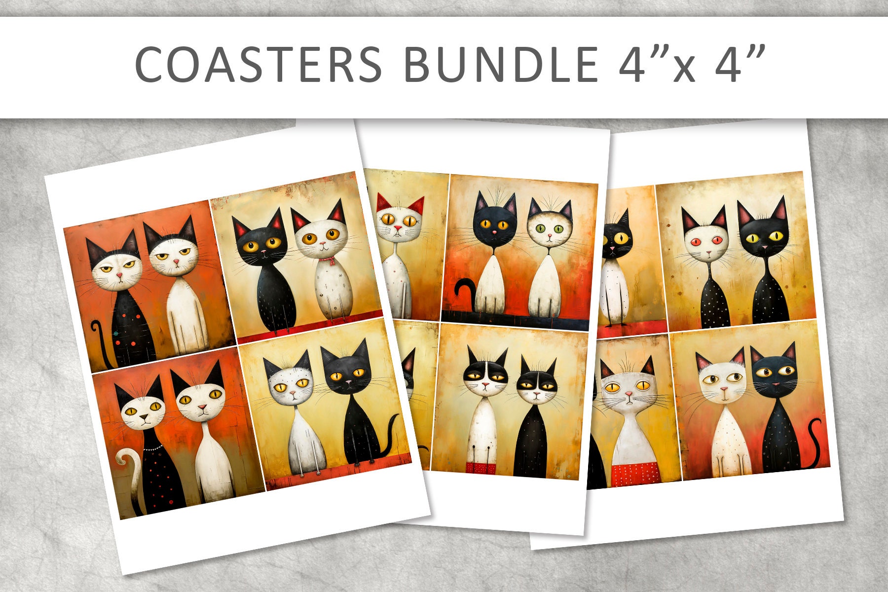 Cats Coaster PNG Bundle, Digital Collage Sheet, Coaster PNG for Kitchen ...
