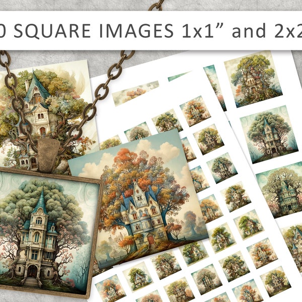 Digital Collage Sheets for Pendants House - Etsy