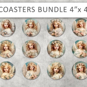 Vintage Angel Printable 4 Inch Circles for Coasters, Kitchen Decor ...