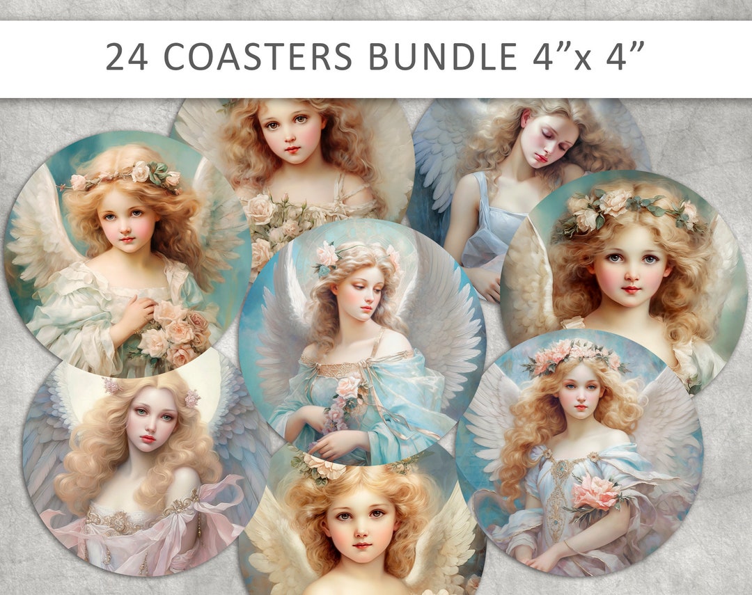 Vintage Angel Printable 4 Inch Circles for Coasters, Kitchen Decor ...