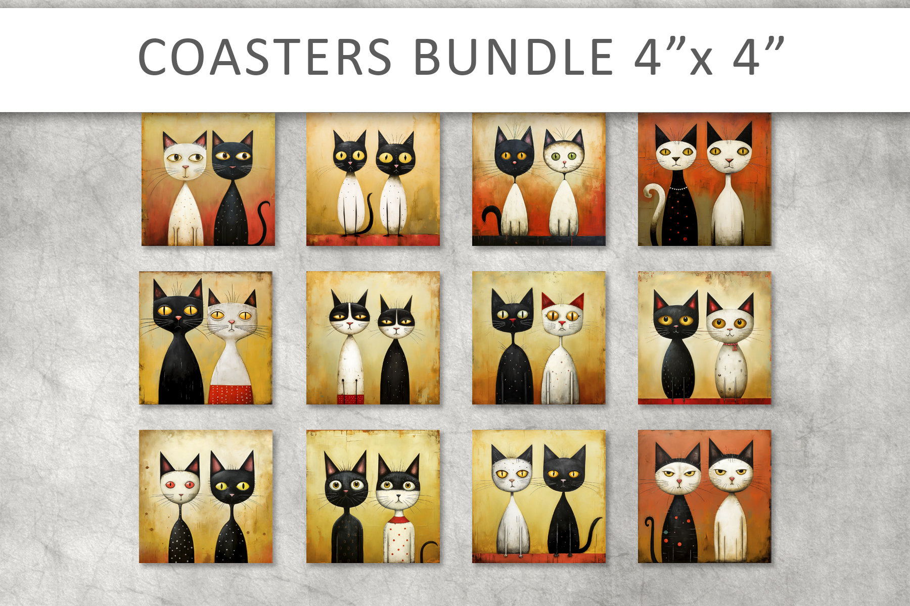 Cats Coaster PNG Bundle, Digital Collage Sheet, Coaster PNG for Kitchen ...