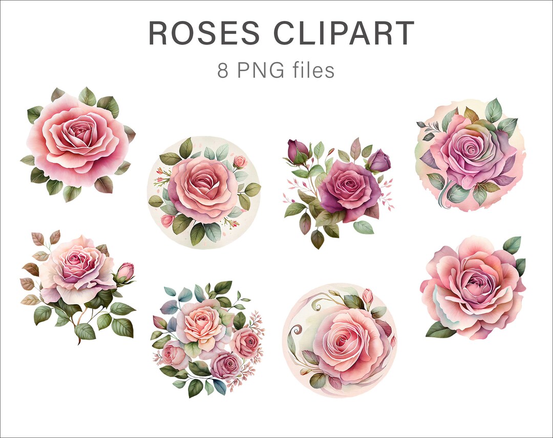 Roses Watercolor Clip Art, PNG Transparent Backgrounds, Roses ...