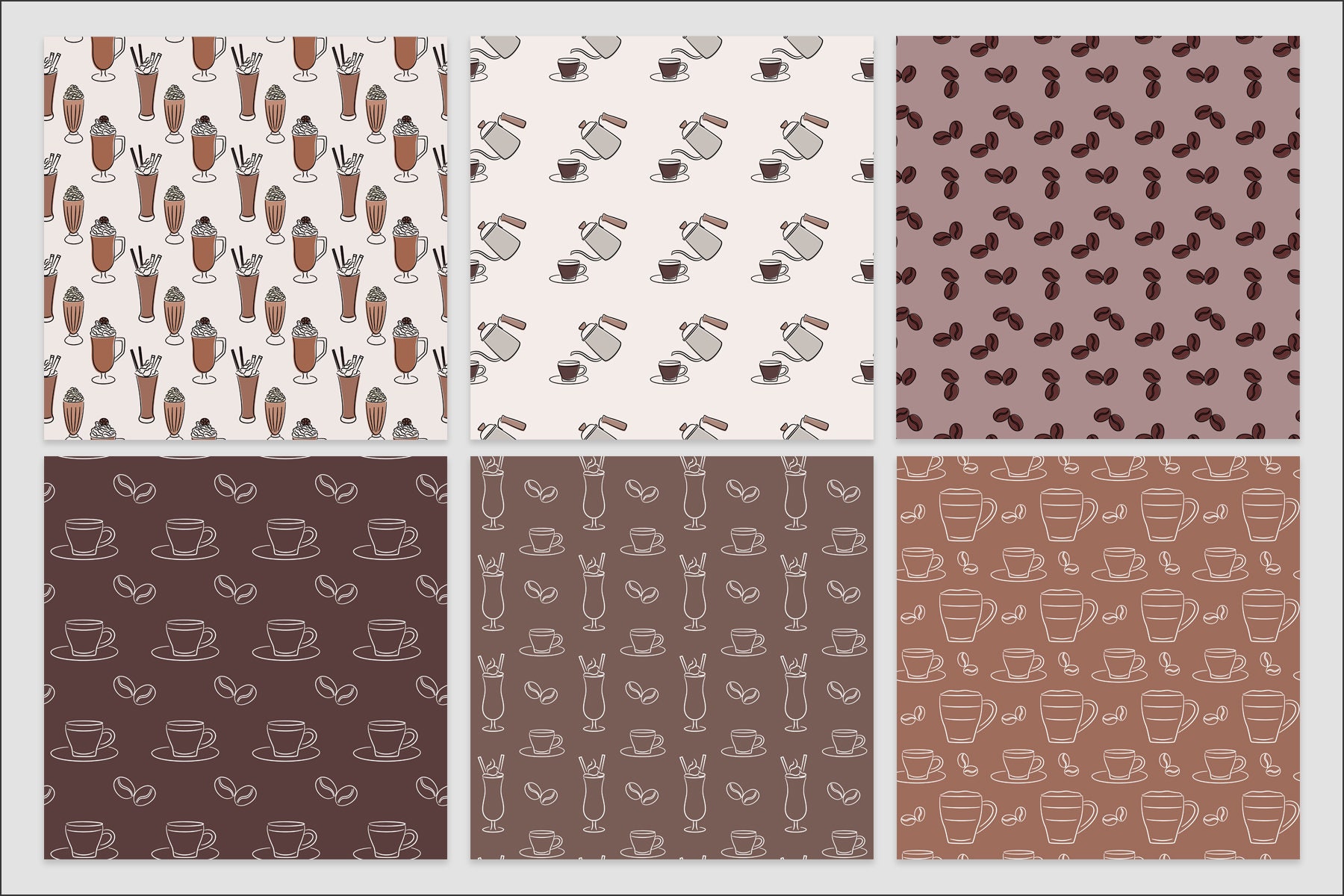 Coffee Digital Paper, Digital Paper Pack, Pattern Seamless, Espresso ...