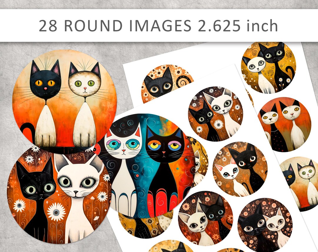 Cat Button Printables 2.625", Digital Cat Buttons, Cat Craft Printables ...