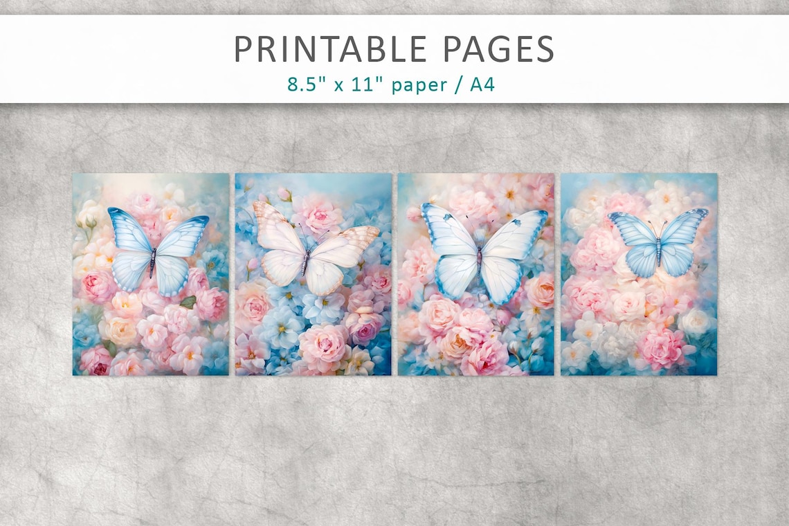 Butterfly Junk Journal Pages: Vintage Floral Ephemera (digital Download ...