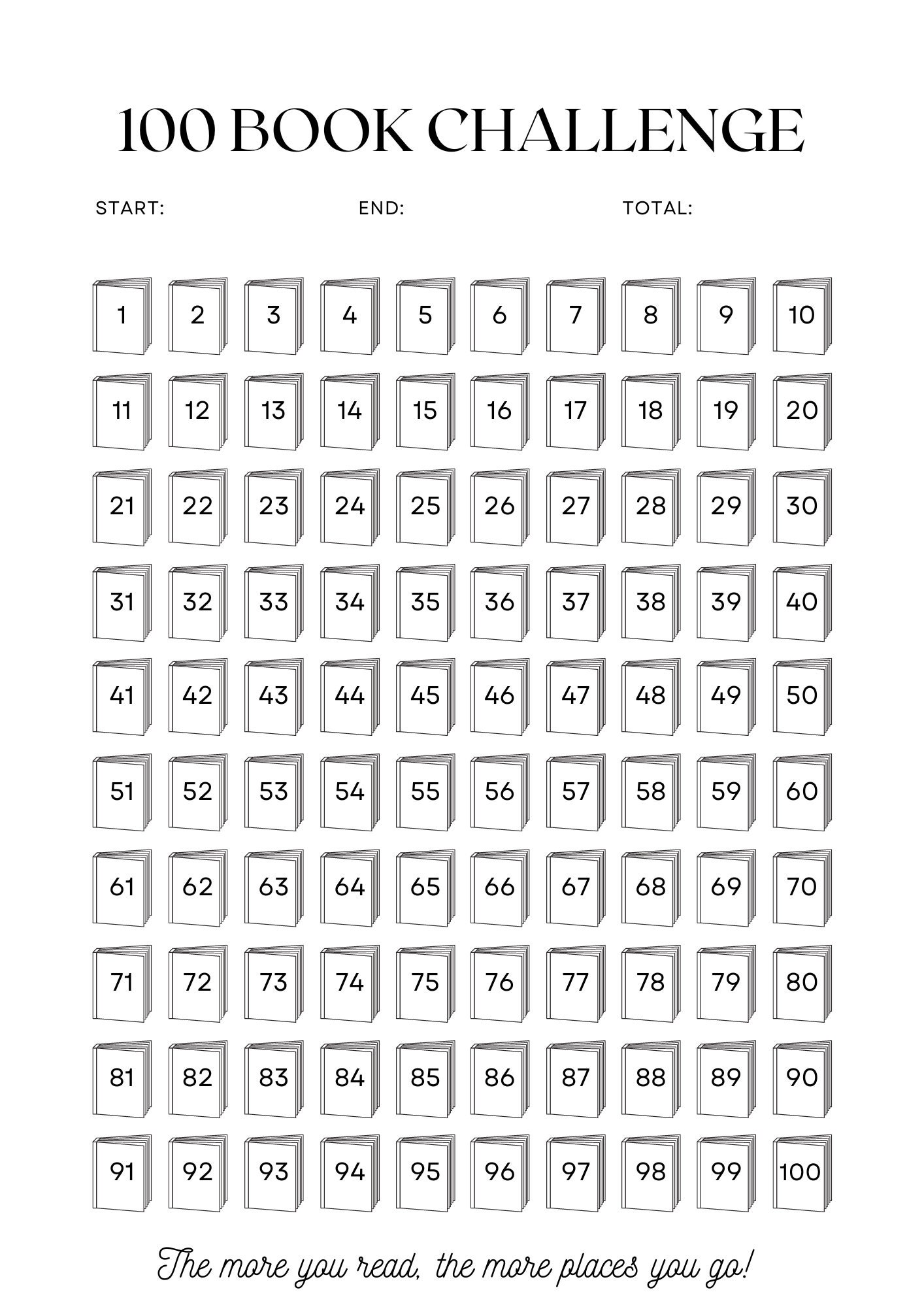 100 Book Challenge| Reading Challenge - Etsy