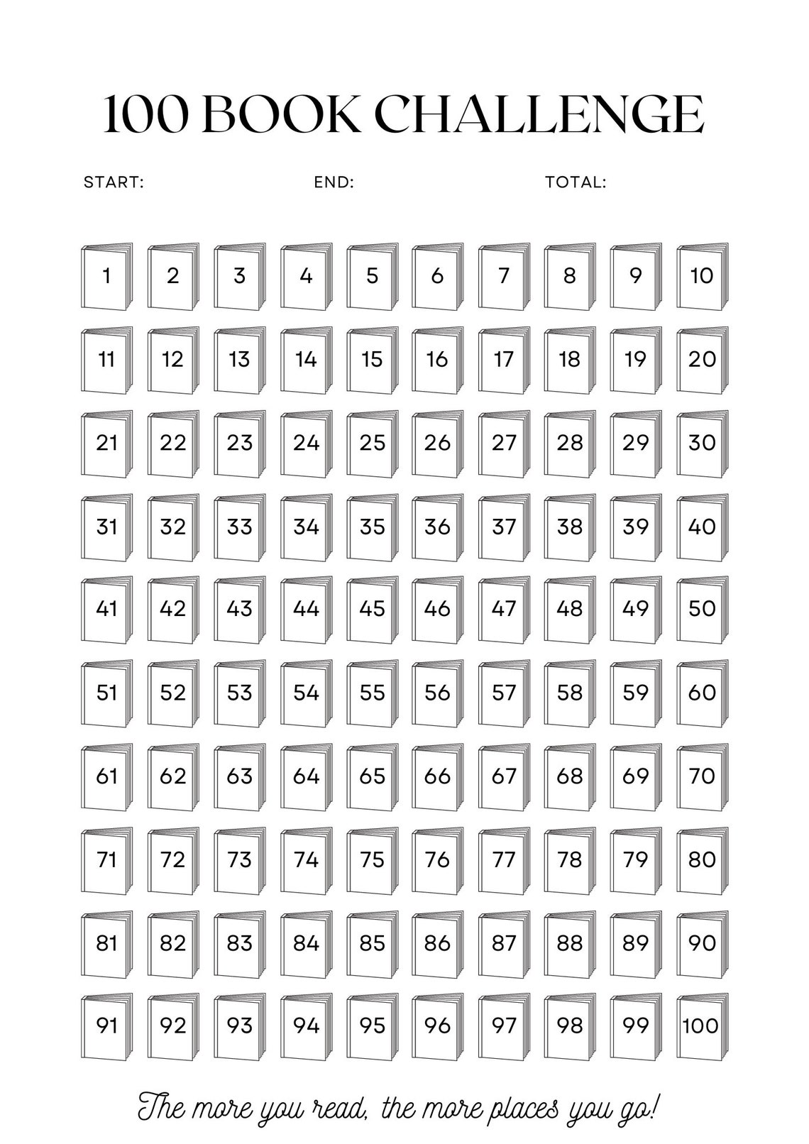 100 Book Challenge| Reading Challenge - Etsy