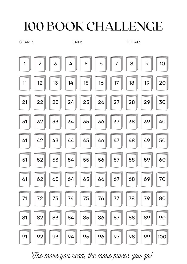 100 Book Challenge| Reading Challenge - Etsy