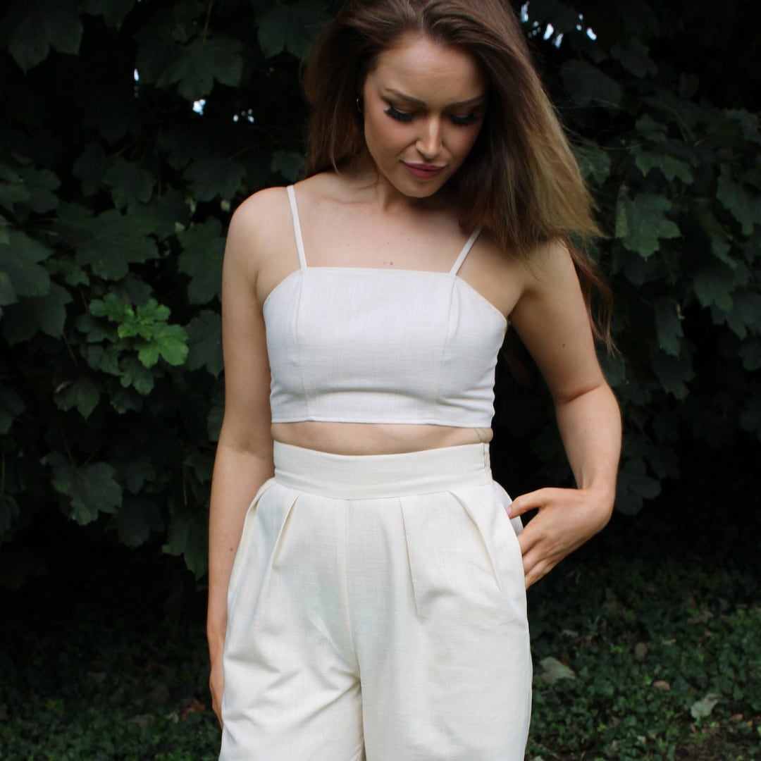 Linen Bralette Crop Top: Seamless Wireless Yoga Bra - Etsy