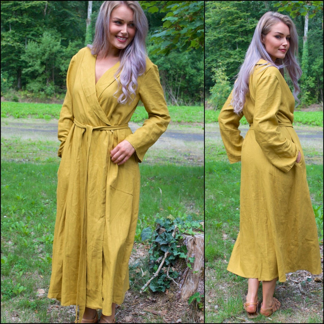 Linen Robes for Women Long, Linen Robe Women, Linen Bathrobe, Dressing ...