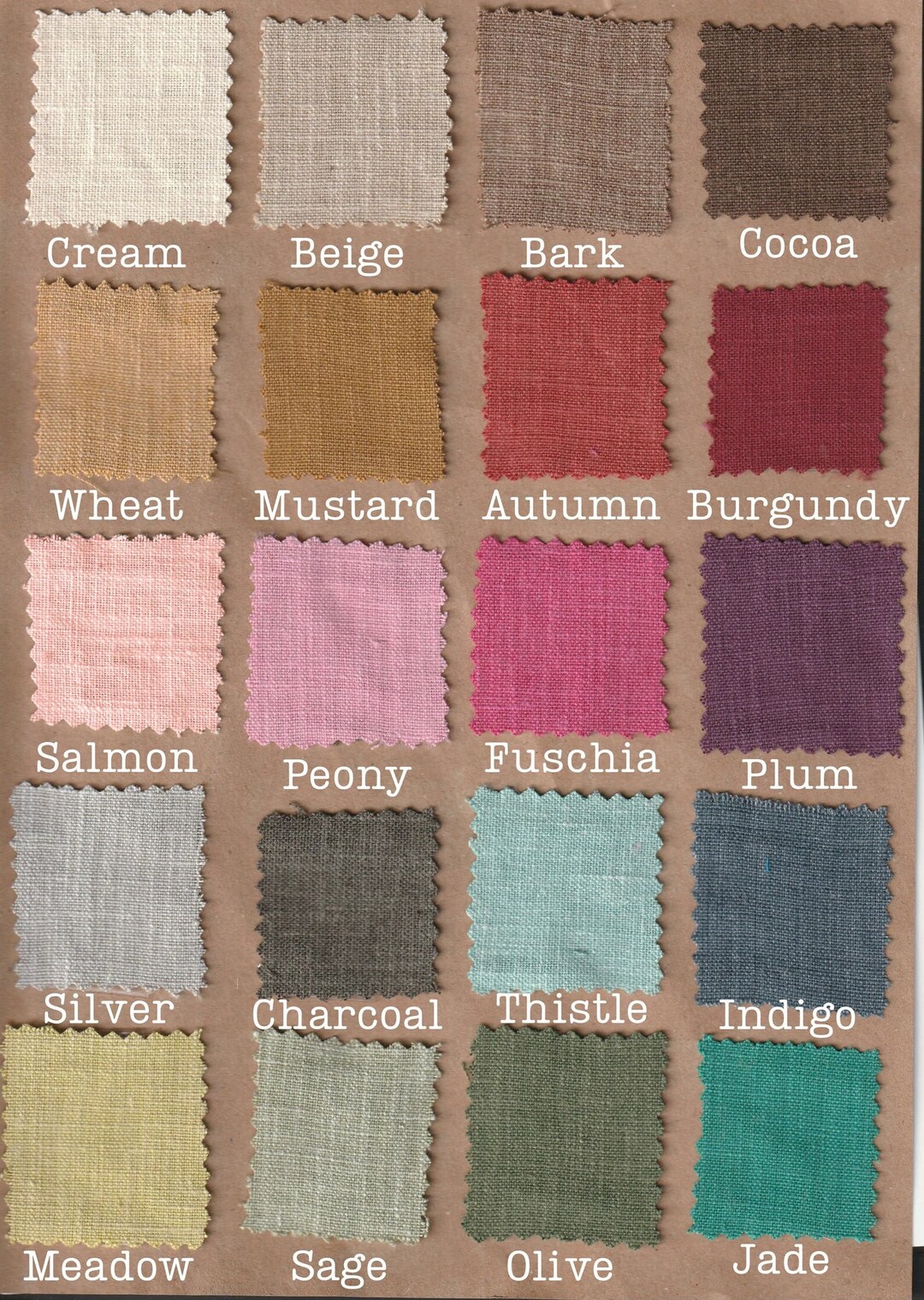 Linen Colour Swatches Sample Fabric - Etsy