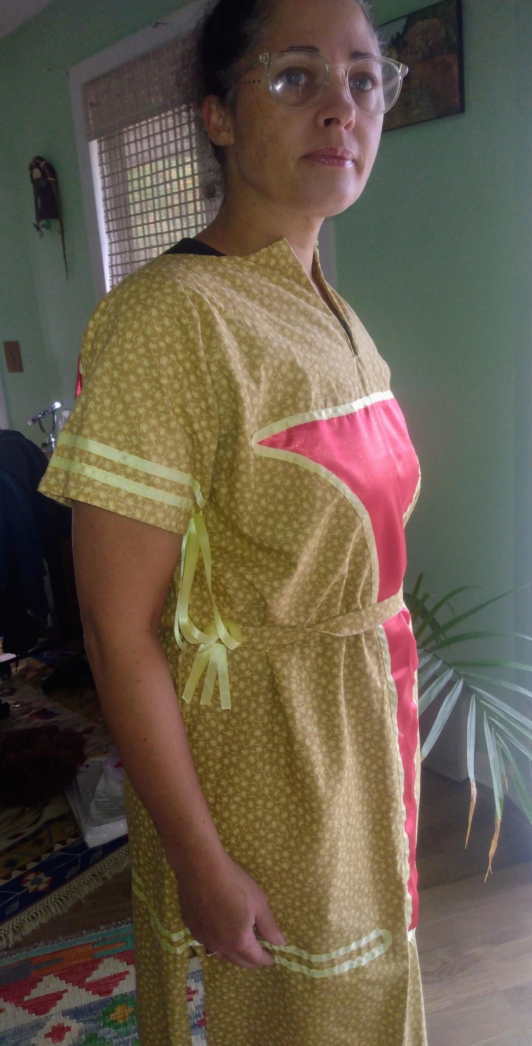 Pow Wow Regalia Native American Women's Yellow Tan Cotton Ribbon Dress ...