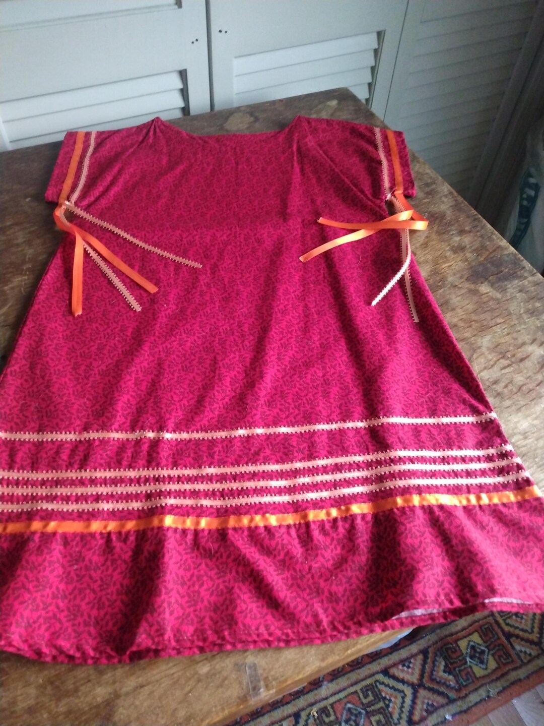 Native American Pow Wow Regalia Girls Red Cotton Ribbon Dress Size L ...