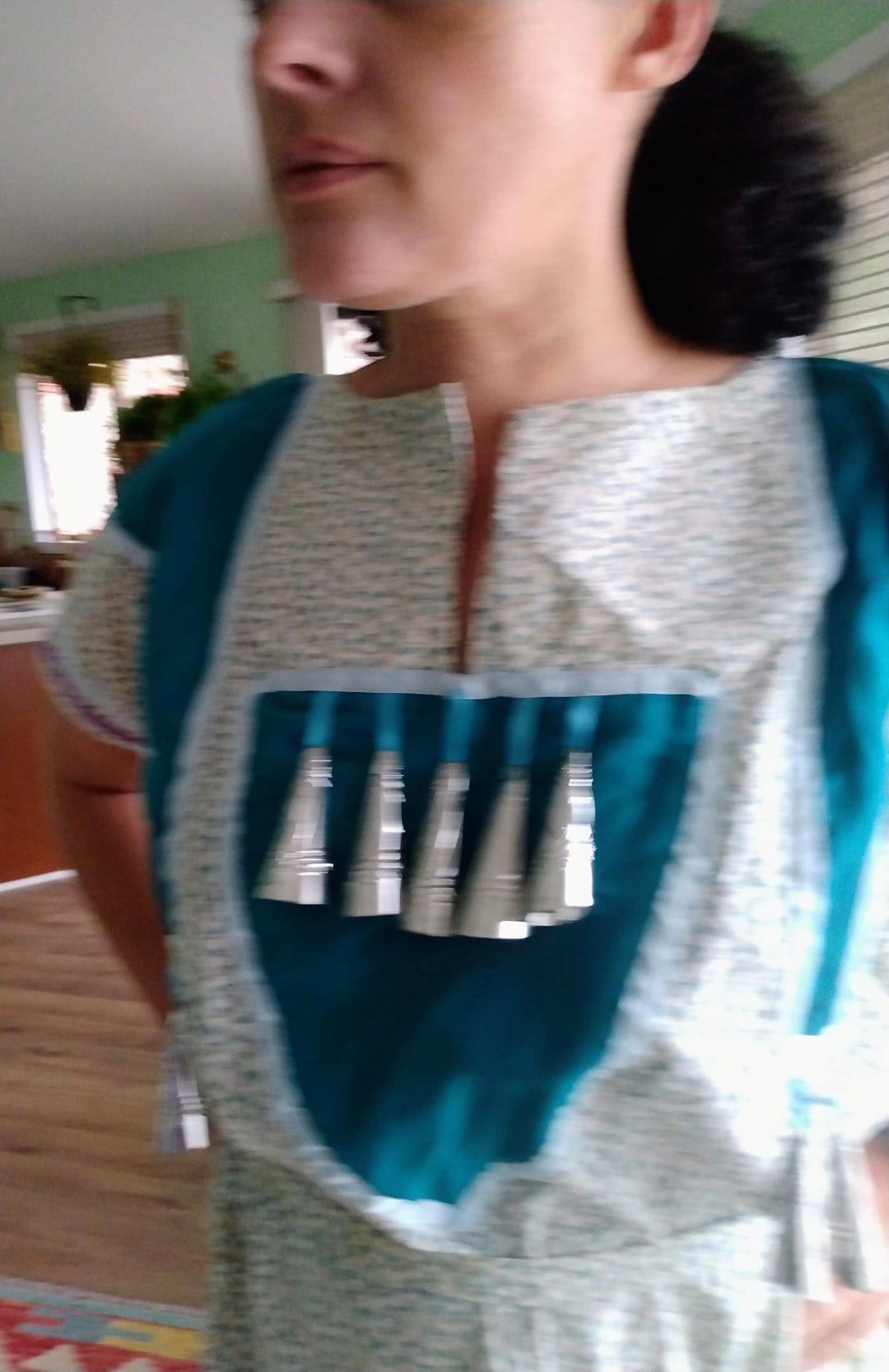 Native American Pow Wow Ribbon Dress Woman's Size L 9 Jingles on Front ...