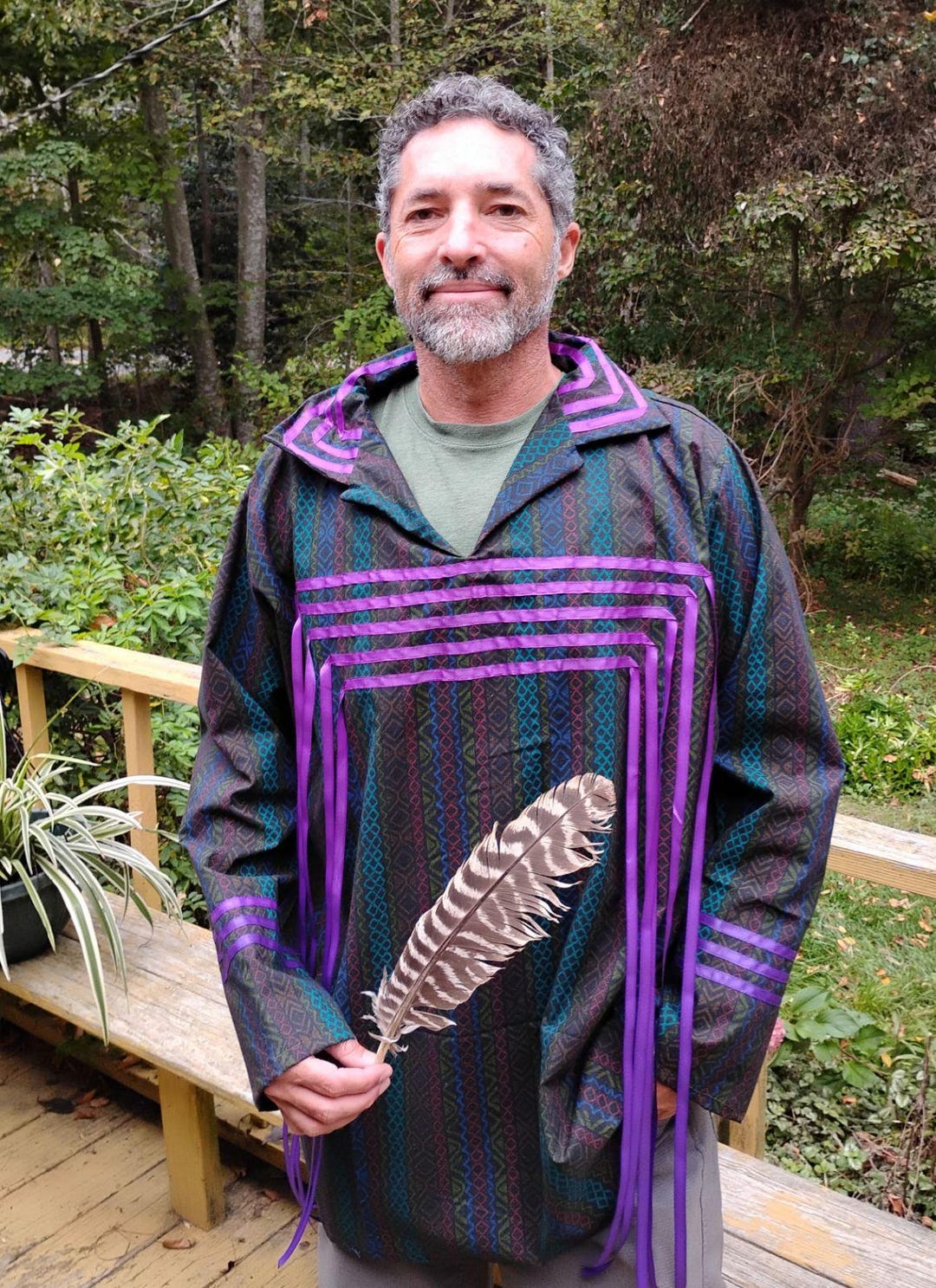 Native American Pow Wow Regalia Dark Green and Turquoise Vertical ...