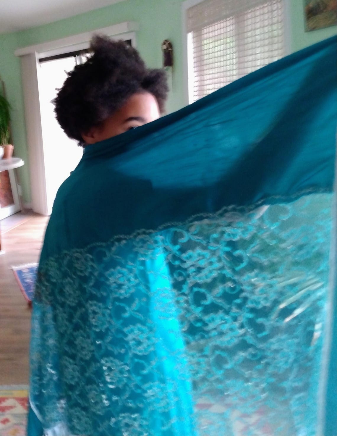 Native American Pow Wow Regalia Fancy Dance Turquoise Silk Dress and ...