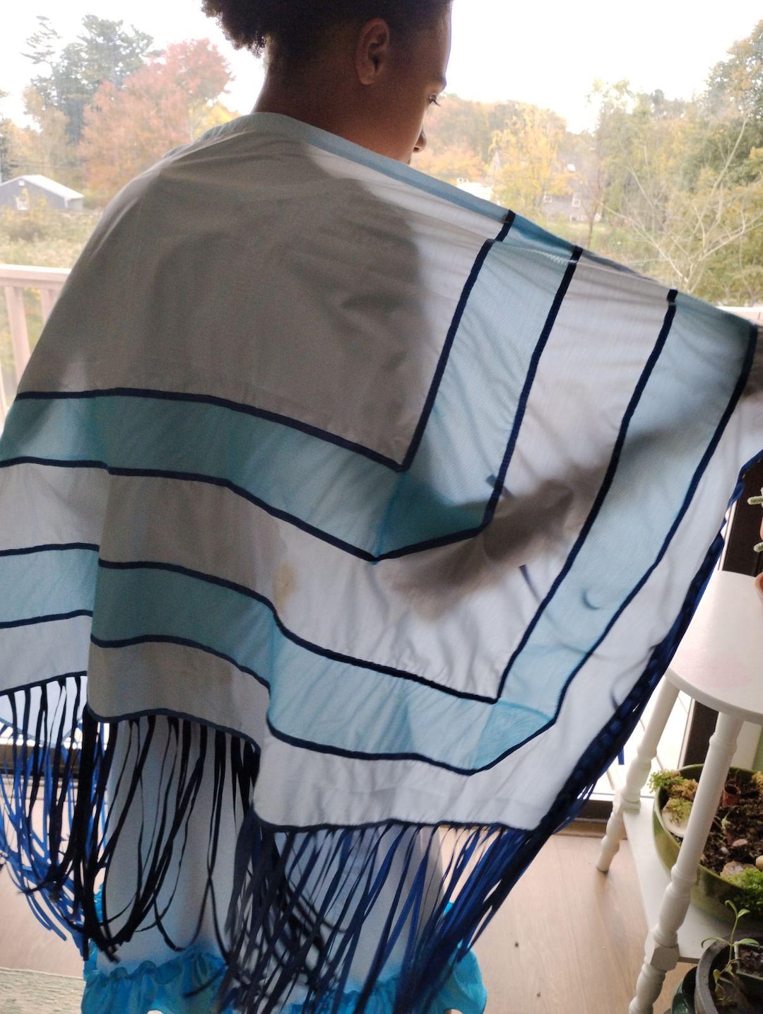 Native American Pow Wow Regalia Girls Light Blue Skirt and Shawl Size L ...