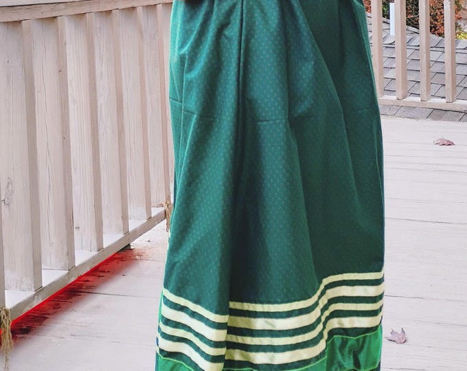 Pow Wow Regalia Native American Green Cotton Ribbon Skirt Women's Size ...
