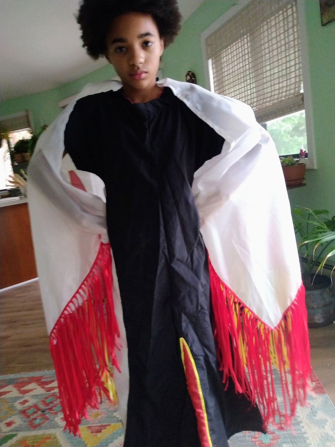 Native American Pow Wow Regalia Black White Red Yellow Satin Fancy ...