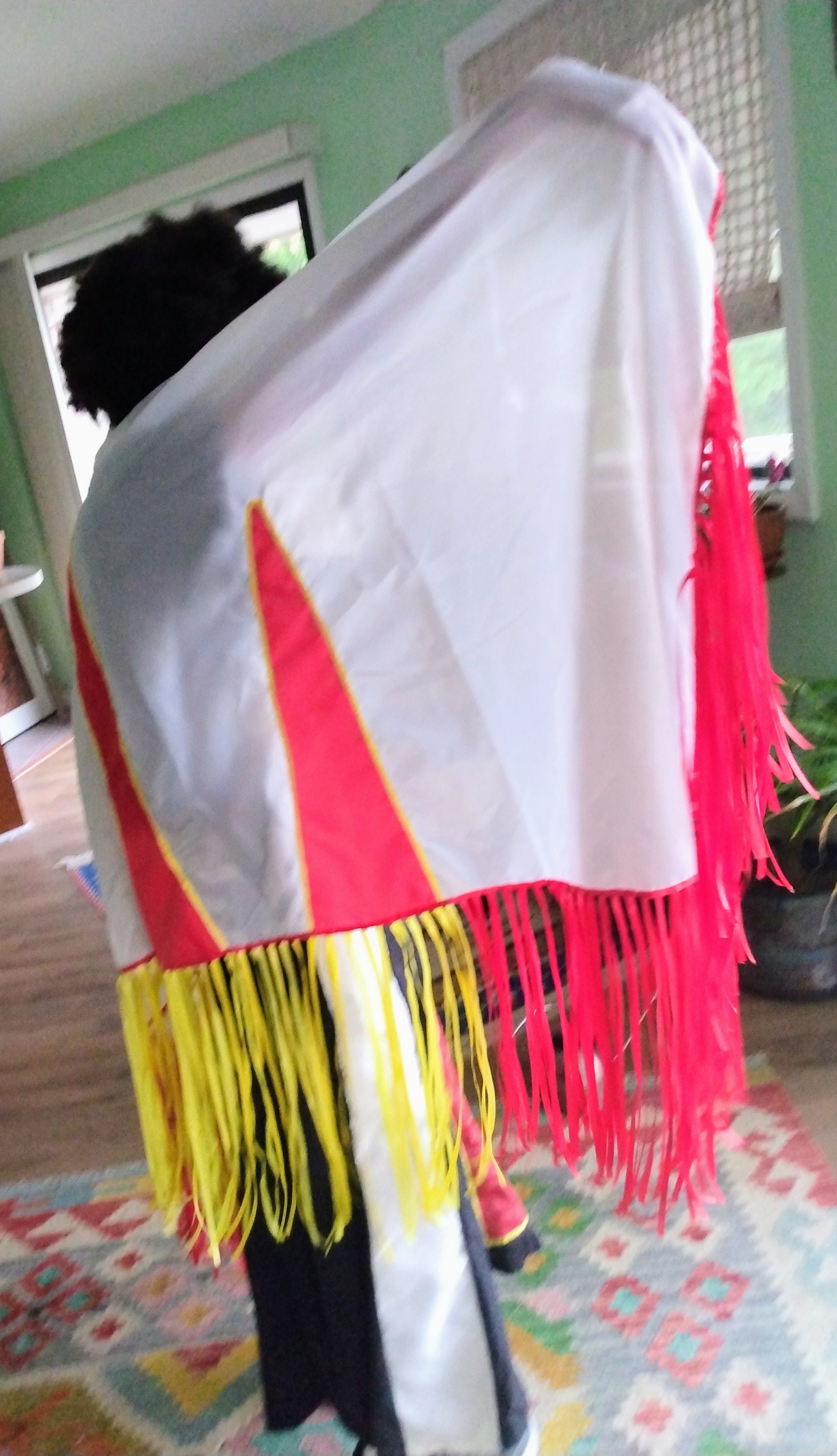Native American Pow Wow Regalia Black White Red Yellow Satin Fancy ...