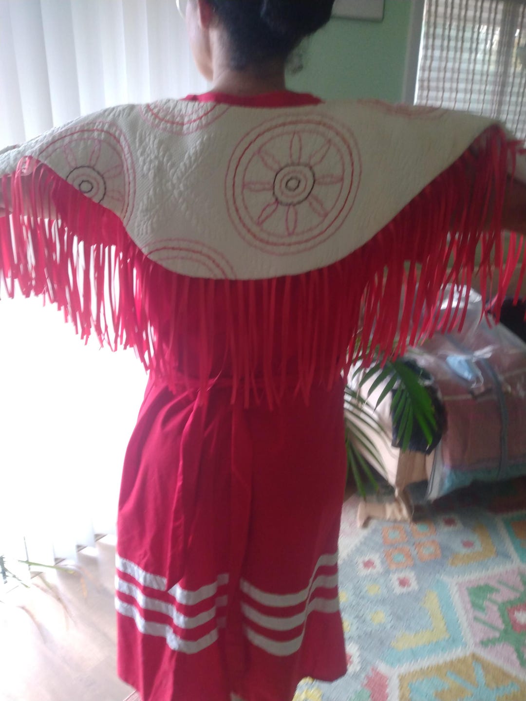 Pow Wow Regalia Native American Red Cotton Ribbon Dress White Cotton ...