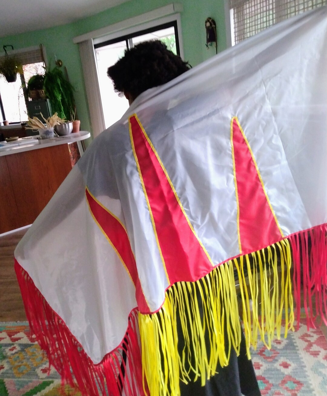 Native American Pow Wow Regalia Black White Red Yellow Satin Fancy ...