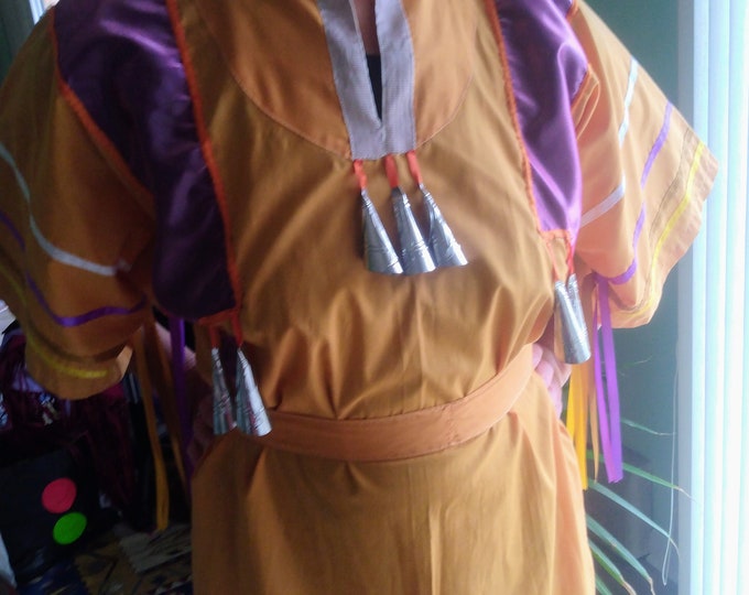 Native American Pow Wow Regalia Tangerine Cotton Ribbon Dress With ...