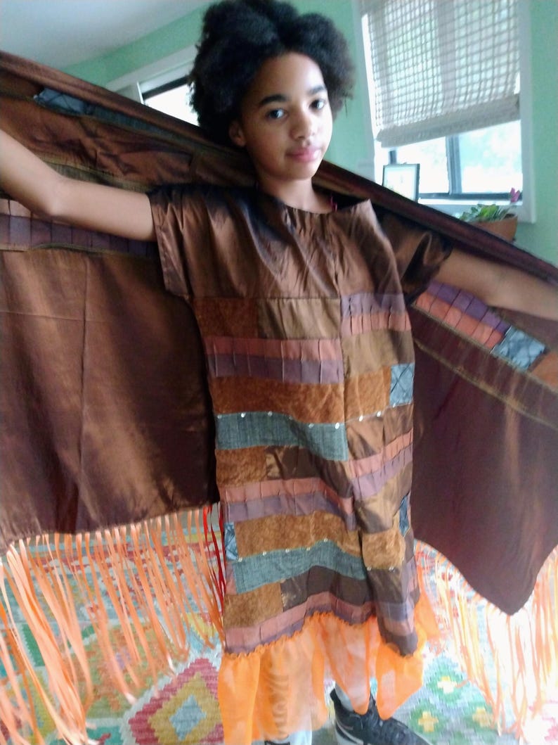 Pow Wow Regalia Native American Fancy Woman's Size M Bronze Satin Dress ...