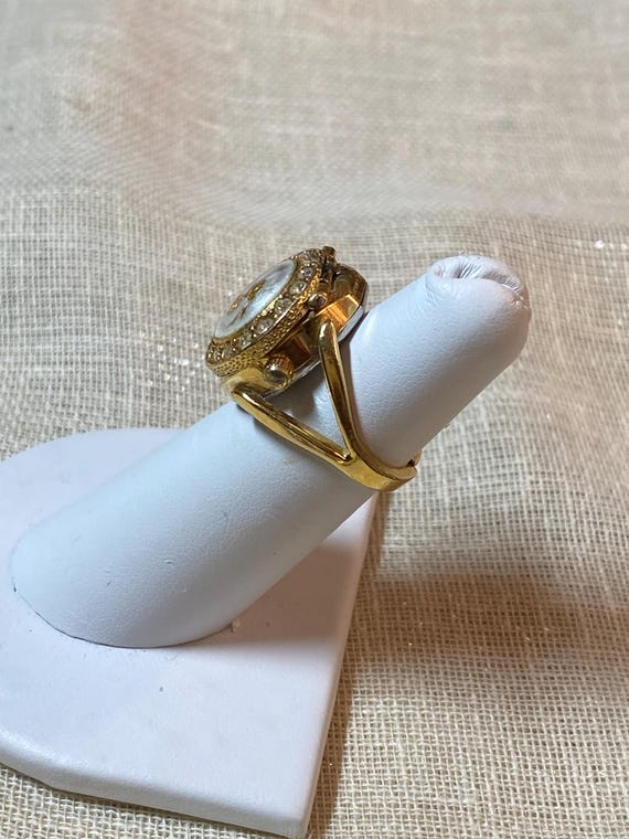 Vintage Bucherer 10K Gold Plate Enamel Watch Ring **W… - Gem