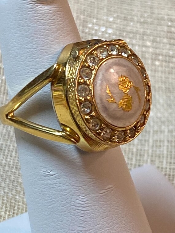 Vintage Bucherer 10K Gold Plate Enamel Watch Ring **W… - Gem