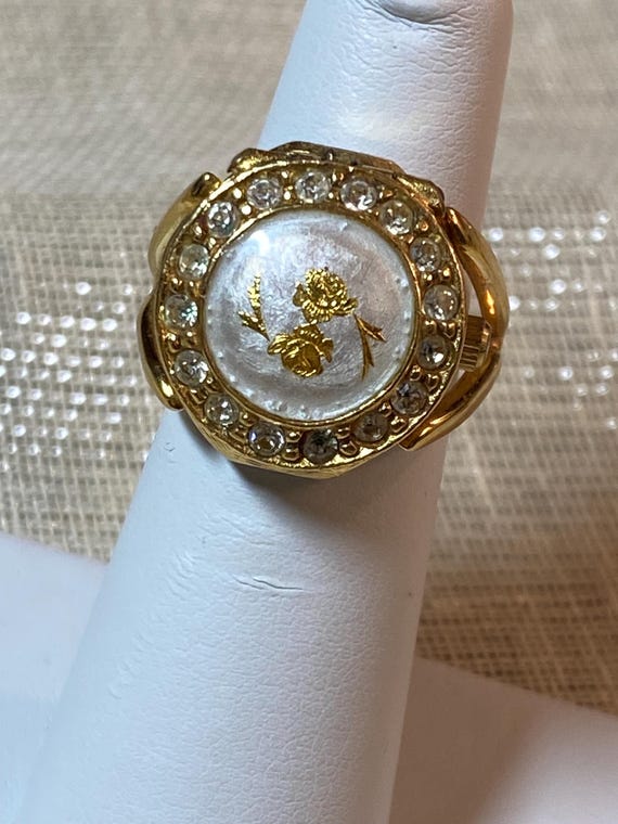 Vintage Bucherer 10K Gold Plate Enamel Watch Ring **W… - Gem