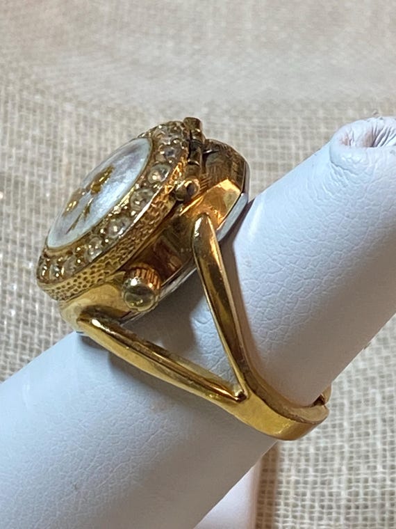 Vintage Bucherer 10K Gold Plate Enamel Watch Ring **W… - Gem