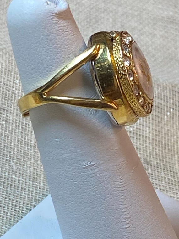 Vintage Bucherer 10K Gold Plate Enamel Watch Ring **W… - Gem