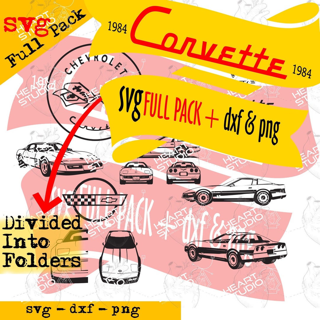 1984 Corvette C4 SVG Files, Car Racing Graphics (DXF, PNG) - Etsy
