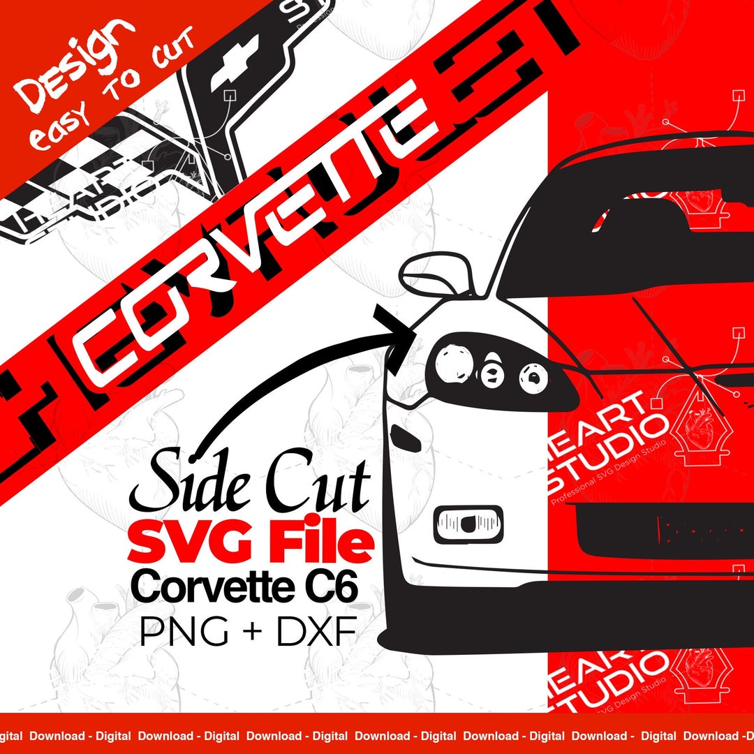 Chevrolet Corvette C6 SVG, Dxf and Png Files, Free Flag and Name ...