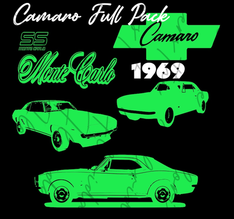 Chevrolet Camaro SS Svg, 1967 - 69 Dxf and Png Cameo or Cricut for ...