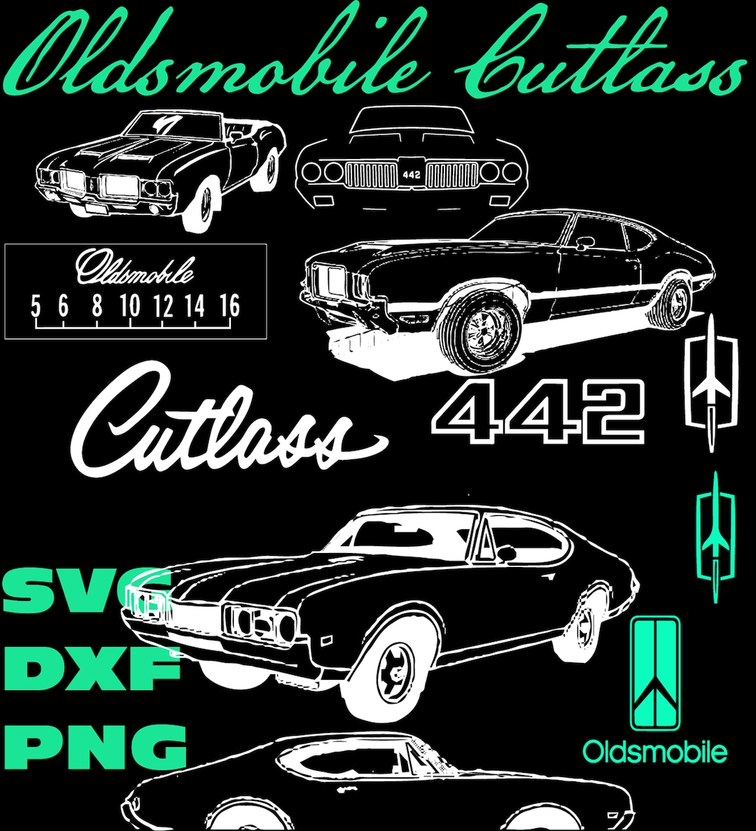 1972 Cutlass Oldsmobile 444 Svg, Dxf and Png File Ready to Cut on a ...