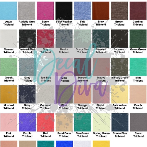 Bella Canvas Bleach Color Chart - Etsy