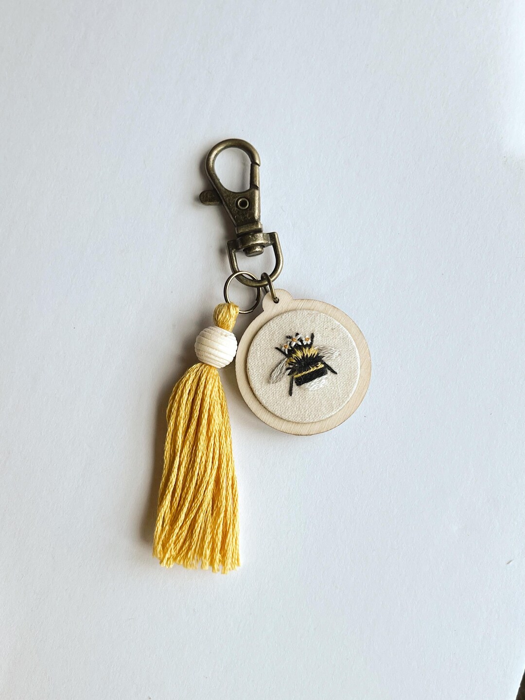 Mini Bee Embroidery Keychain - Etsy