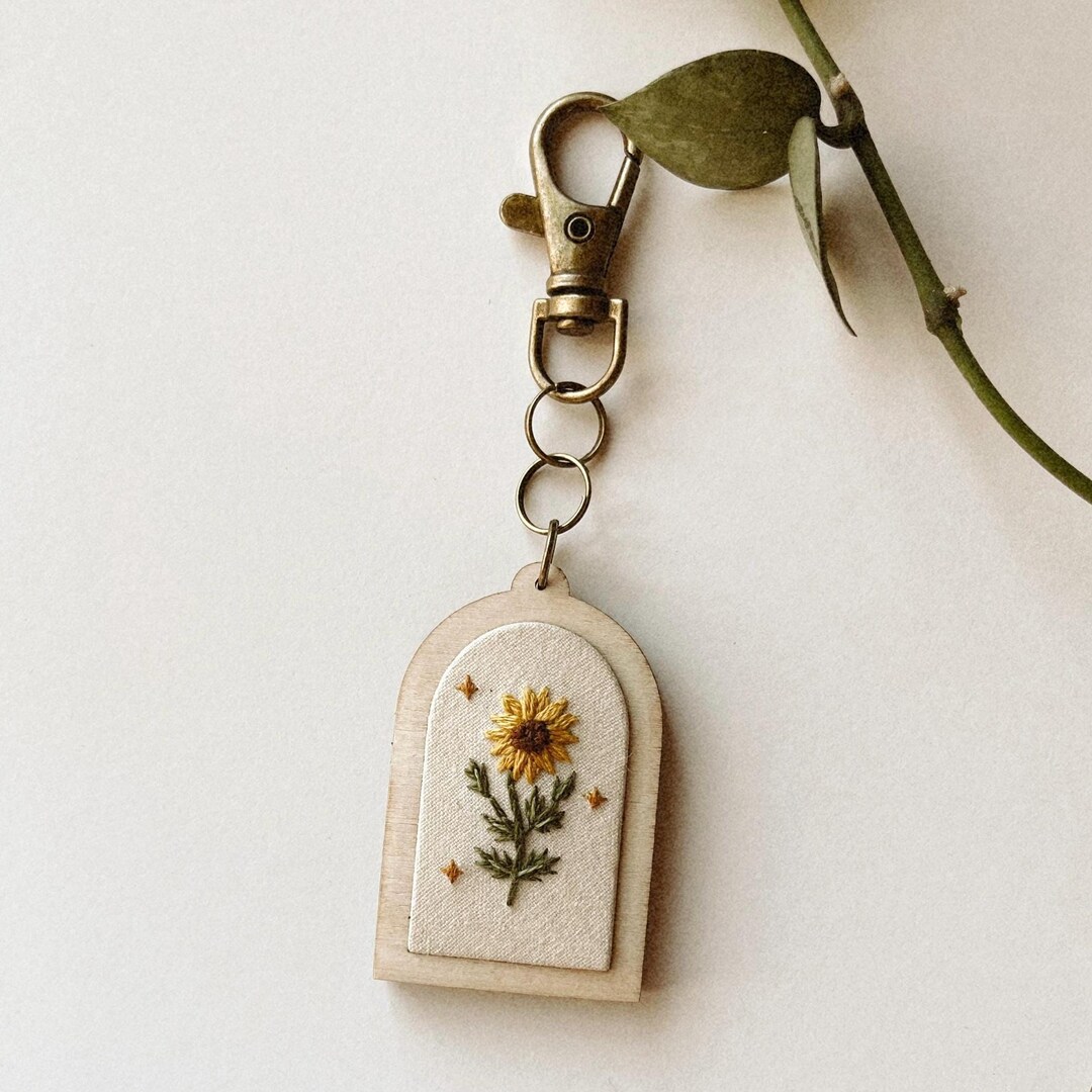 Mini Sunflower Embroidery Keychain - Etsy