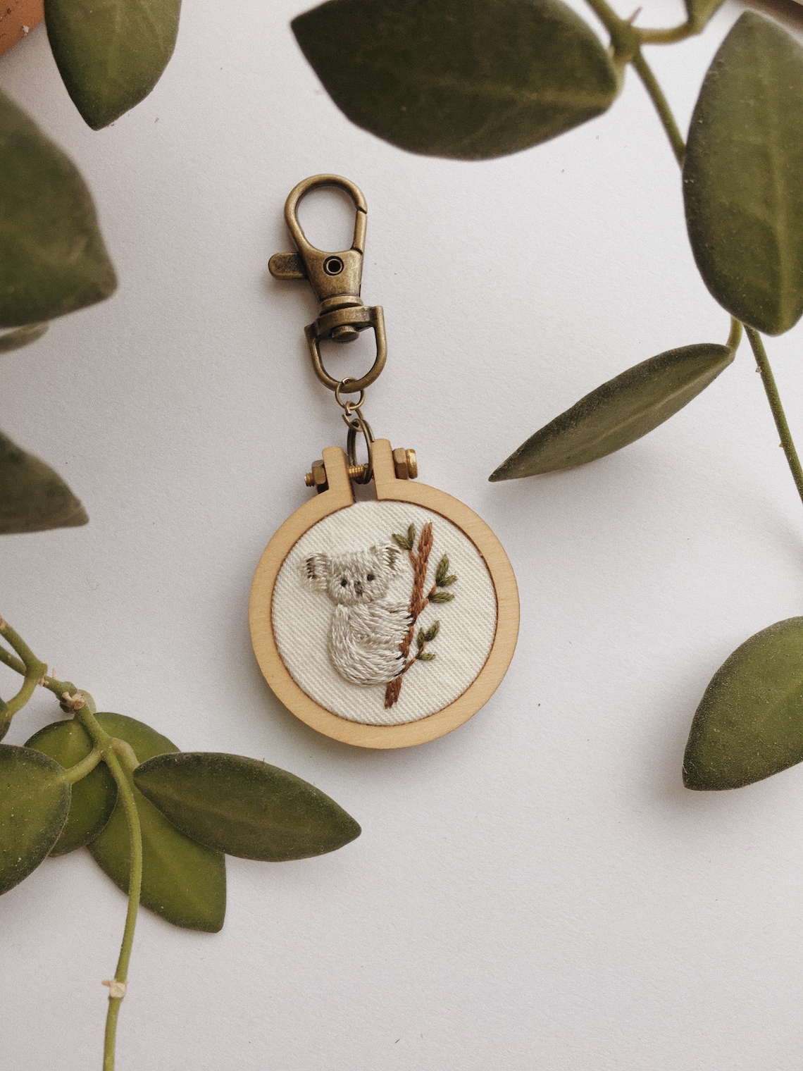 Koala Embroidery Keychain - Etsy