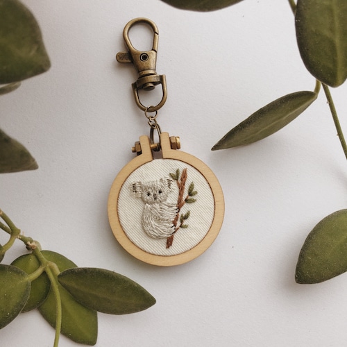 Koala Embroidery Keychain - Etsy