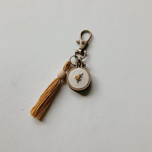 Mini Mustard Flower Embroidery Keychain - Etsy