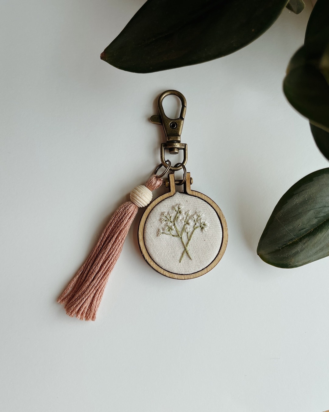 Baby Breath Embroidery Keychain - Etsy