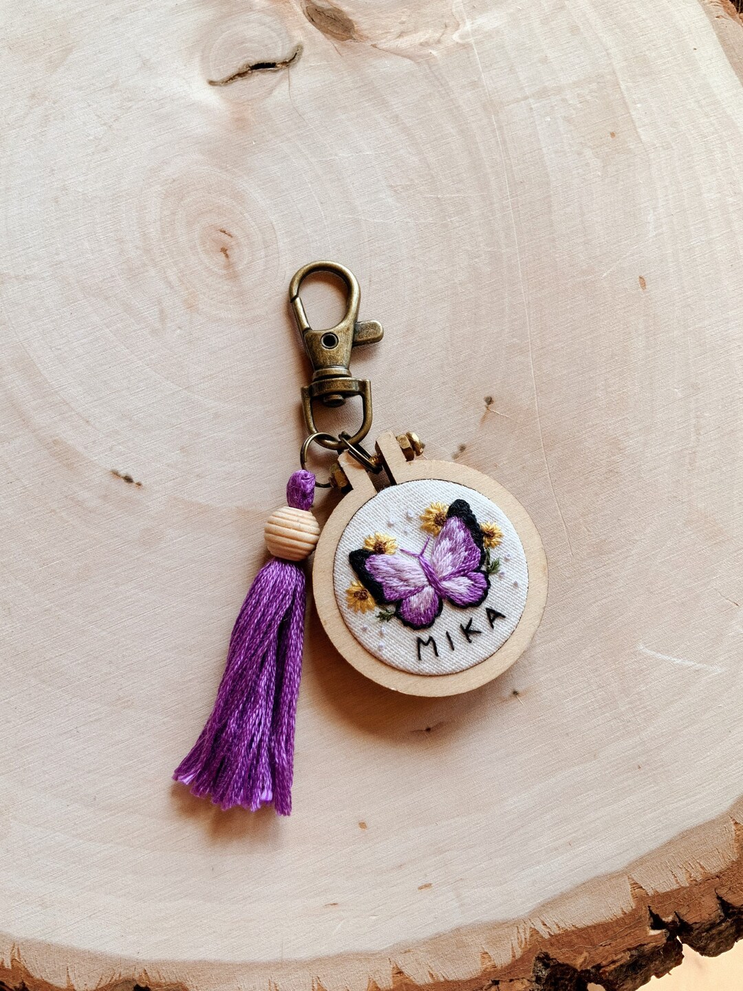 Embroidered Butterfly Keychain - Etsy