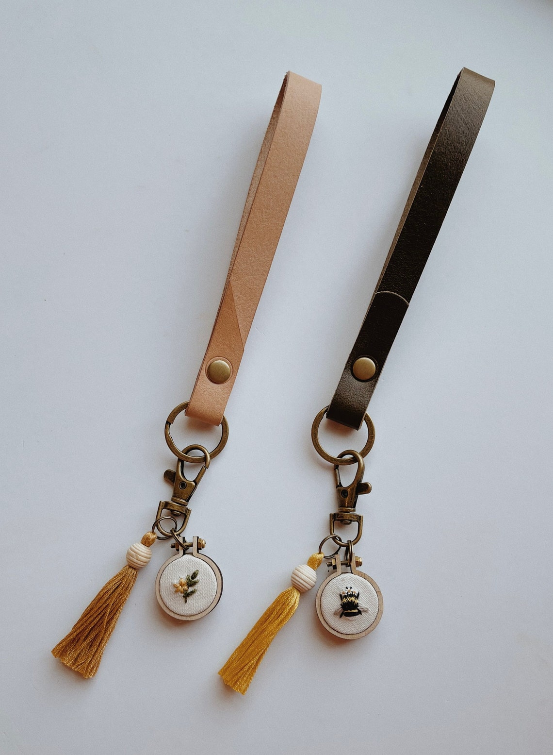 Mini Mustard Flower Embroidery Keychain - Etsy