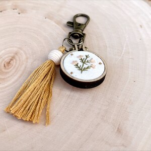 Wax Flower Embroidery Keychain - Etsy