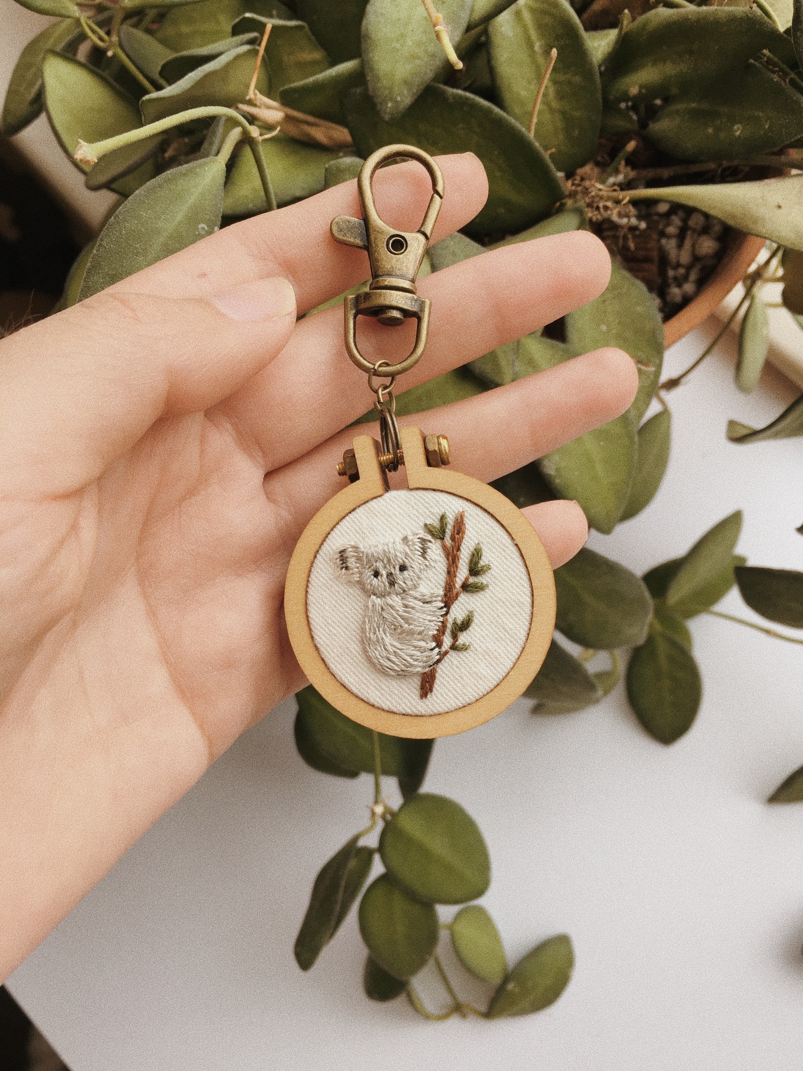 Koala Embroidery Keychain - Etsy