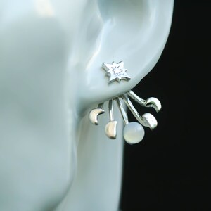 Moon Phases Ear Stud Ear Jackets Moon Moon Earrings Gold - Etsy