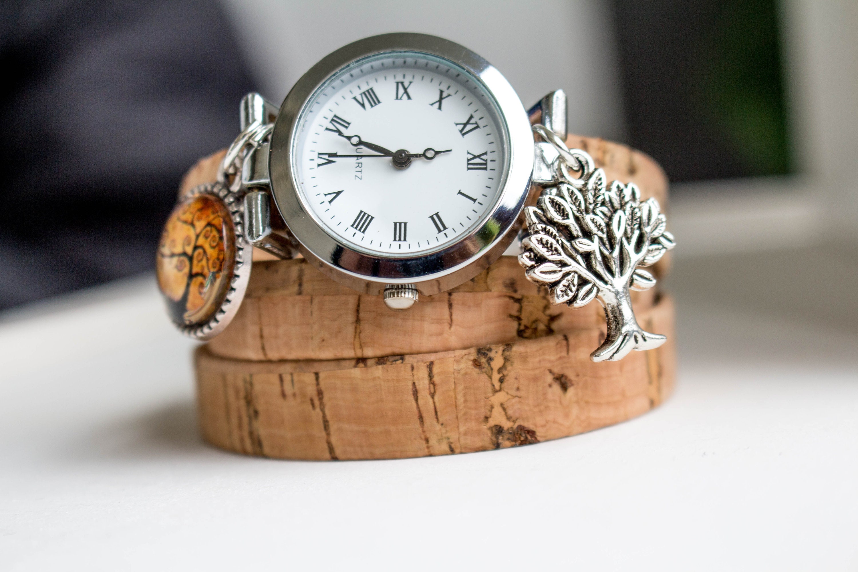 Cork watch winding watch tree of life vegan watch vegan | Etsy